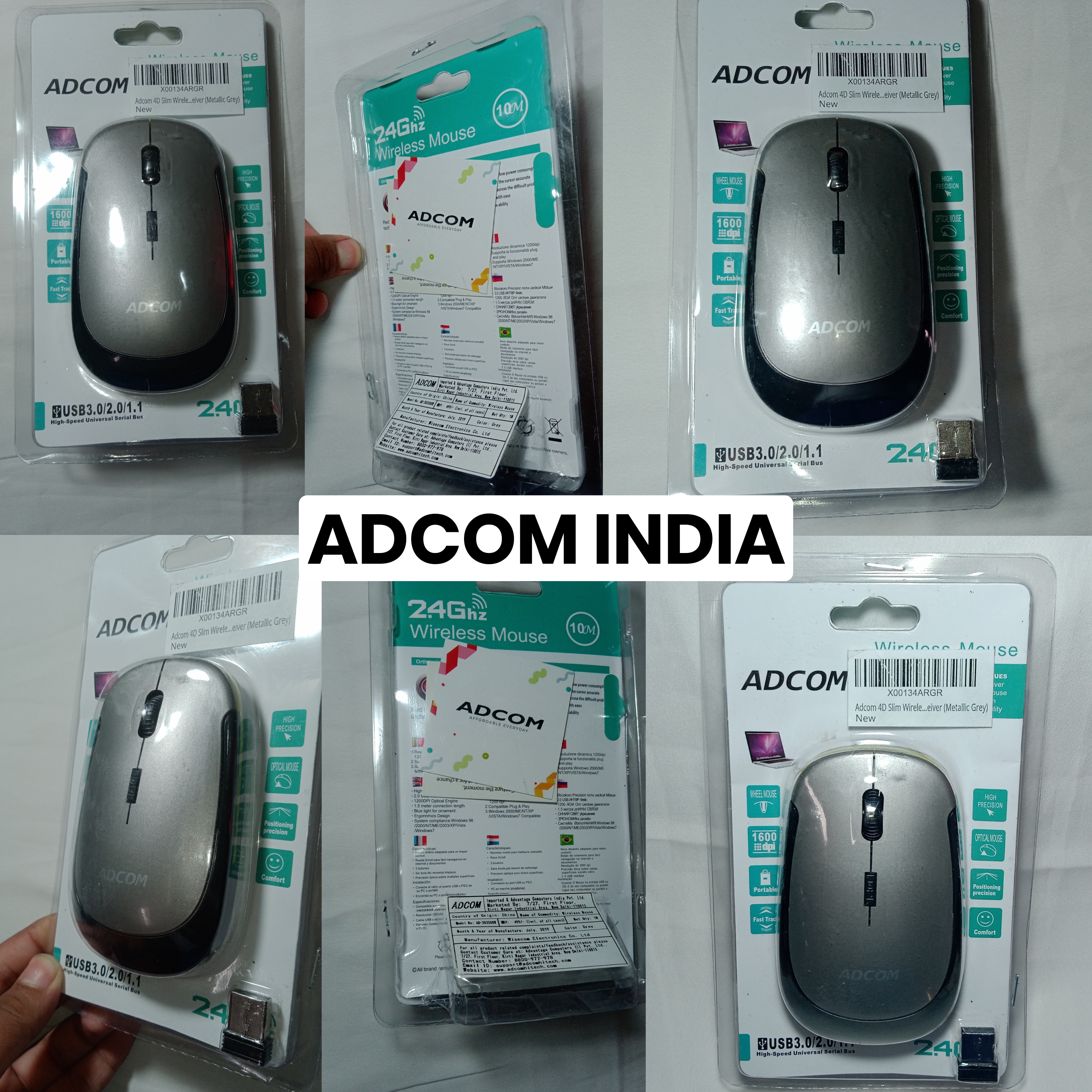 4D Slim Wireless Mouse with Nano Receiver (Metal Grey) | Adcom India :)
