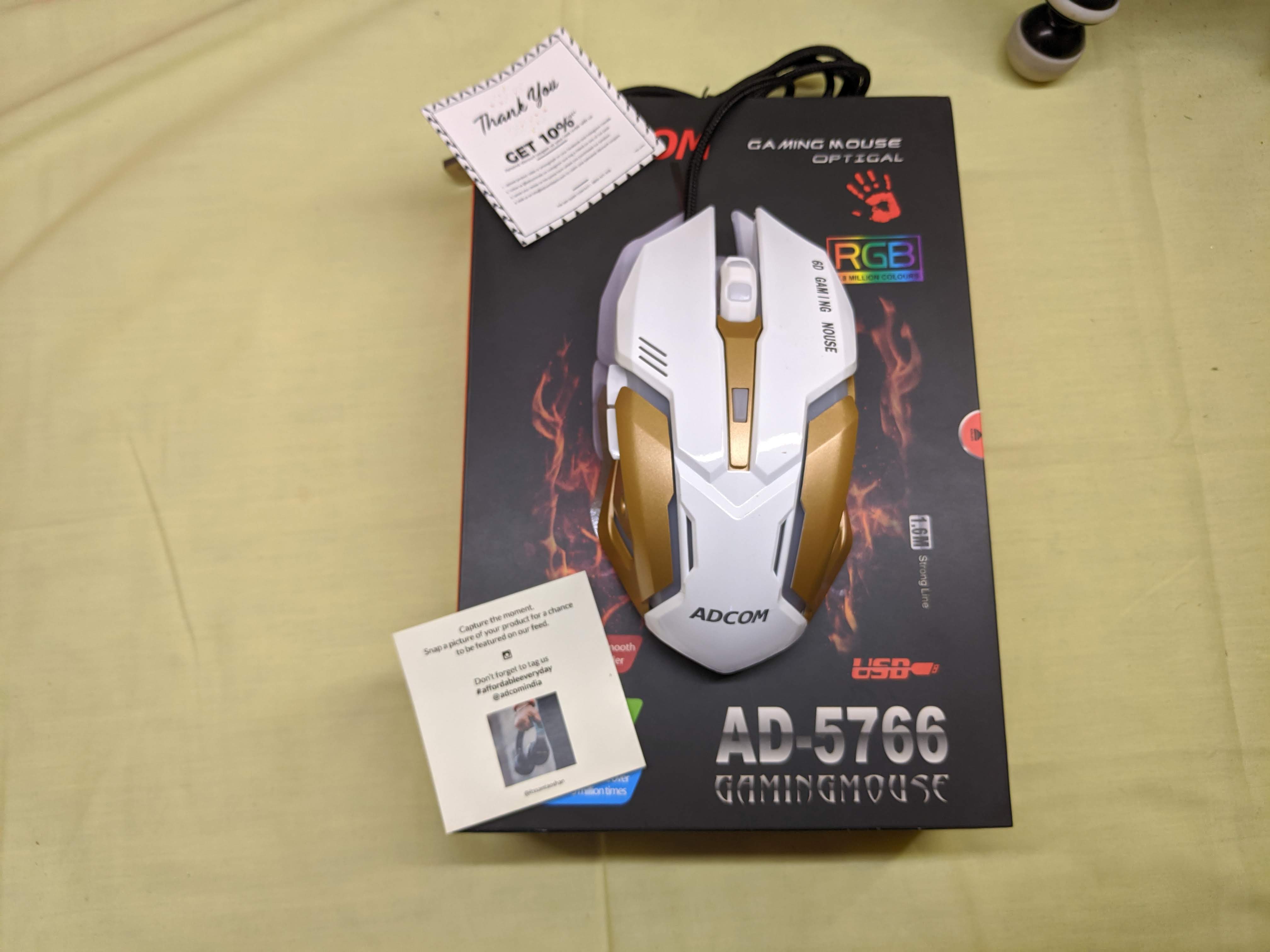 Maverick RBG LED 6D USB Wired Gaming Optical Mouse (White/Gold) | Adcom ...