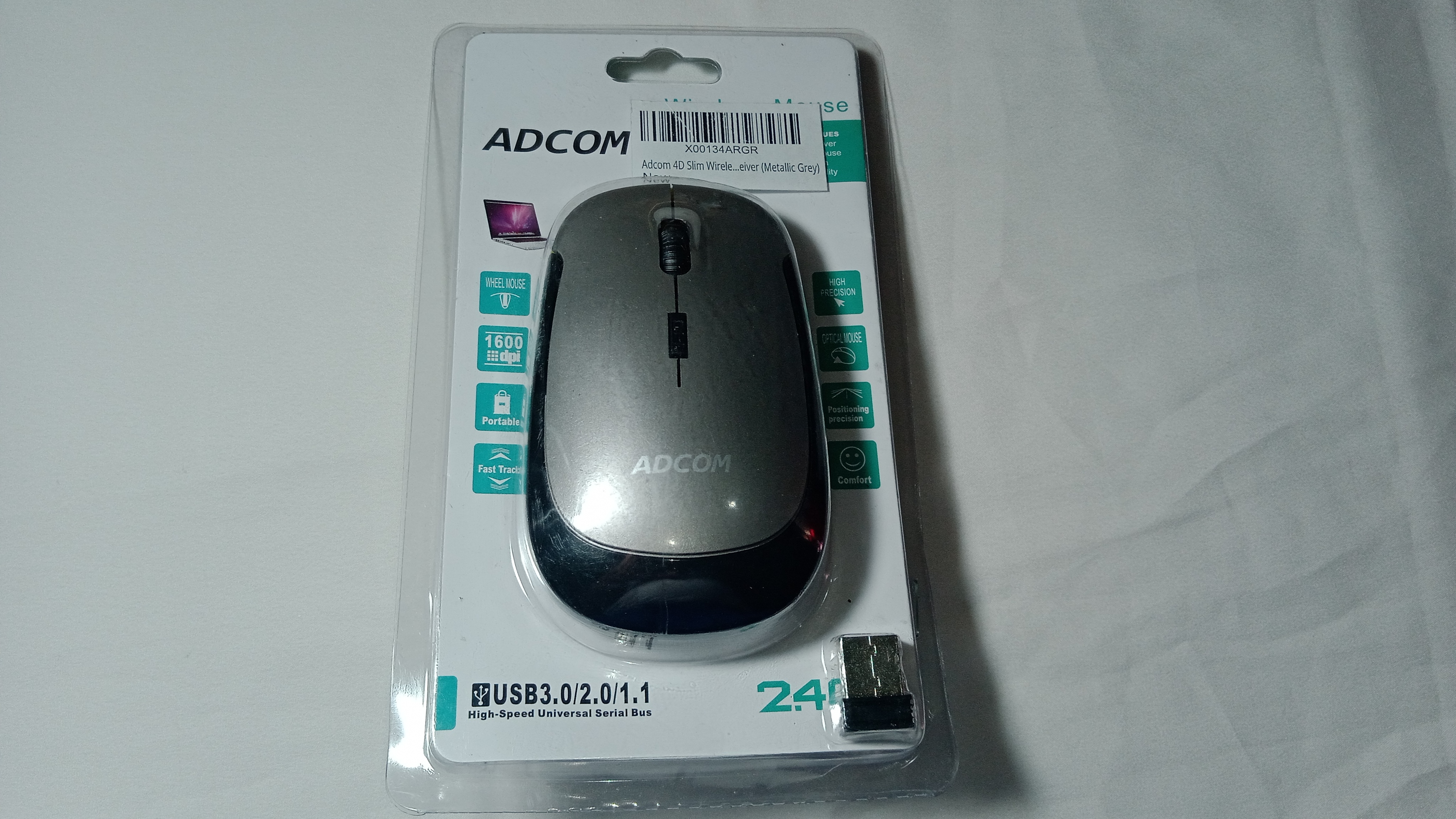 4D Slim Wireless Mouse with Nano Receiver (Metal Grey) | Adcom India :)